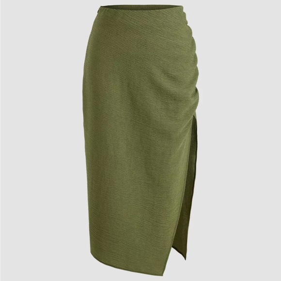 Cider | Skirts | Sold Texture Slit Midi Skirt | Poshmark